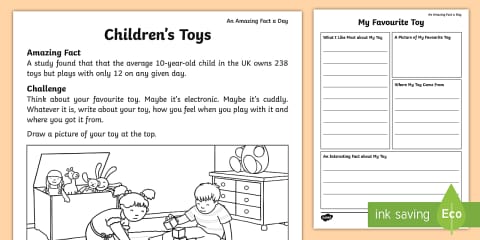 My Favourite Toy Writing Template
