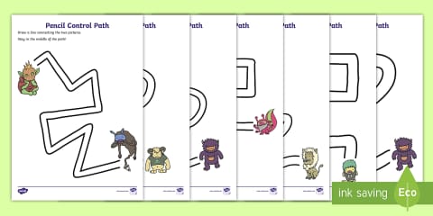 Emotion Monsters Pencil Control Flashcards