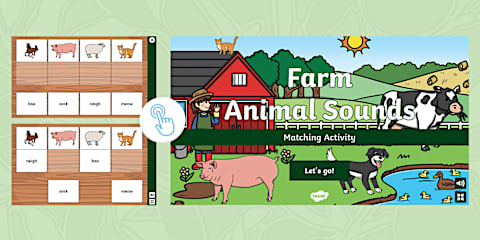 Farm Animals Interactive Pairs Game
