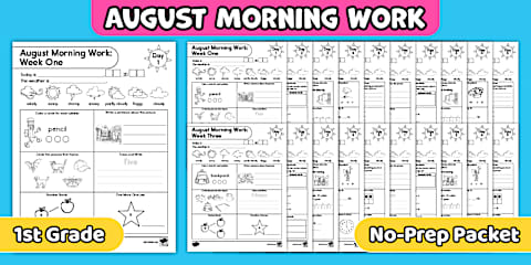 First Grade September Morning Work Pack