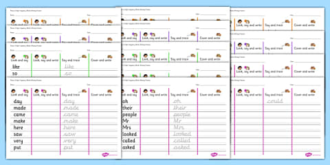 High Frequency Words Writing Practice Worksheets