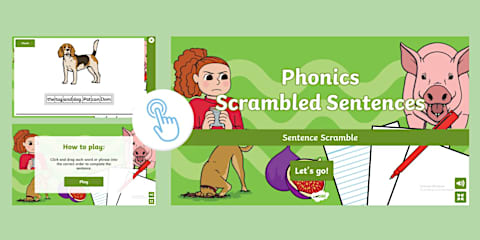 Set 3 Phonics Scrambled Sentences to support the teaching of Phonics Plus 1