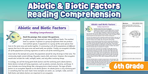 Sixth Grade Organisms in an Ecosystem Scientific Reading Passage and ...