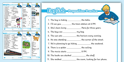 Prepositions I Spy in the Restaurant Worksheets