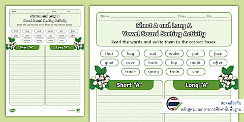 Summer Long and Short Vowel Phonics Mosaic Worksheets
