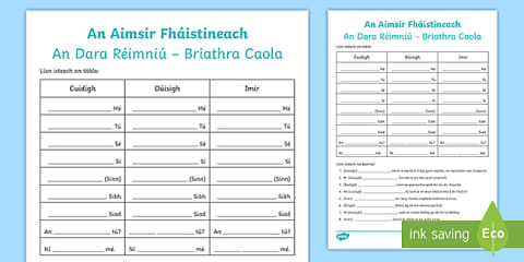The Present Tense (An Aimsir Láithreach - An Dara Réimniú - Briathra ...