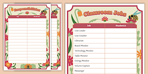 Multicoloured Patterns Editable Classroom Jobs Poster