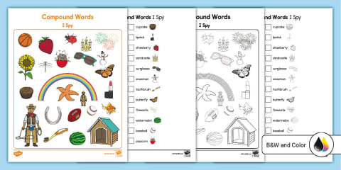 Compound Words Read and Write the Room Worksheet for K-2nd Grade