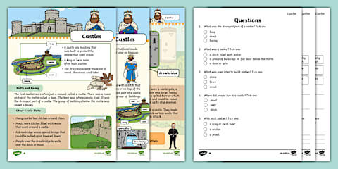 Castles Differentiated Writing Worksheet / Worksheet Pack, worksheet