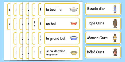 Goldilocks and the Three Bears Sequencing Activity French