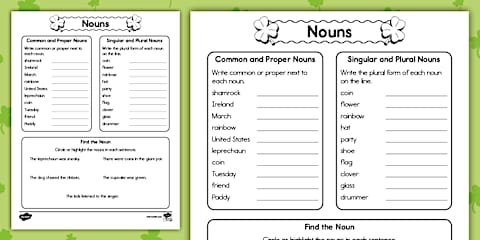 First Grade Common and Proper Noun Assessment