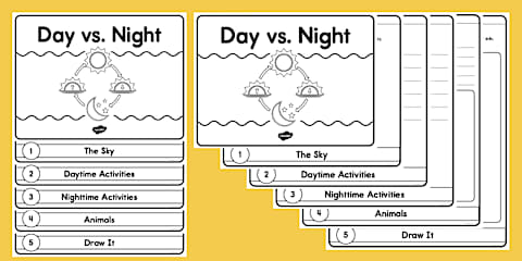 First Grade Day and Night Reading Comprehension Worksheet