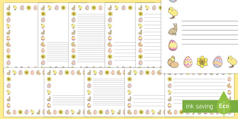 Blank and Line Journal Writing Paper - Easter Border
