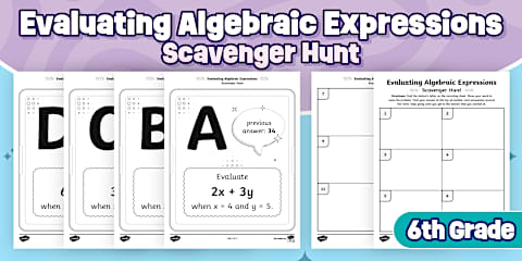 Sixth Grade Evaluating Algebraic Expressions Math Libs
