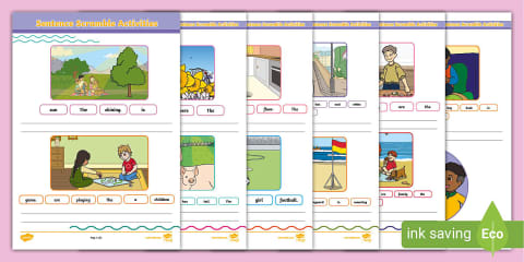 Who, Doing What, What, Where - Colorful Semantics Cut-Up Sentences Activity