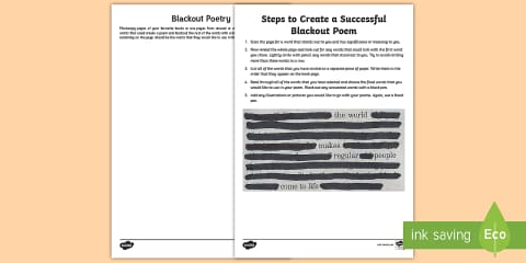 Blackout Poetry Template Activity Pack