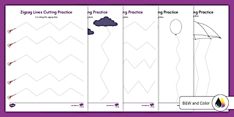 Curved Lines Cutting Practice Worksheets