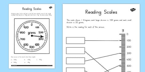 Reading Scales Worksheet: Weight and Measurement