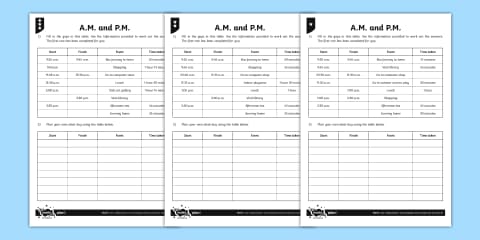 Telling the Time - AM or PM Timeline Sorting Game