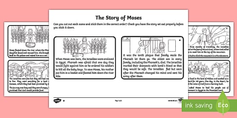 The Life of Moses Cut and Stick Differentiated Storyboard Activity