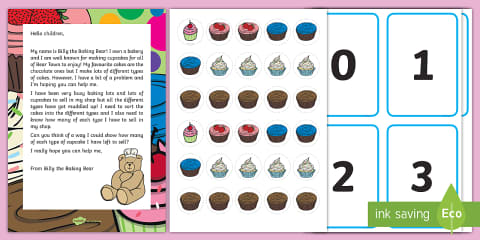 Cupcakes Colour and Count Worksheet