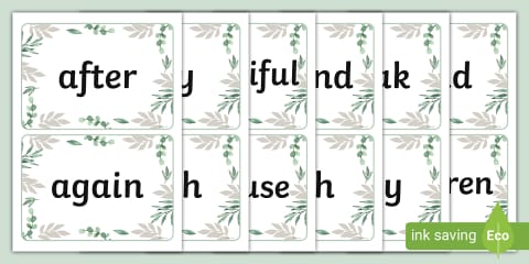 Year 1 Common Exception Words on Botanical-Themed Display Posters