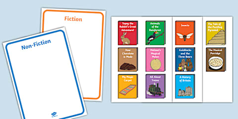 Nonfiction and Fiction Book Titles Cut and Paste Sorting Worksheet for ...