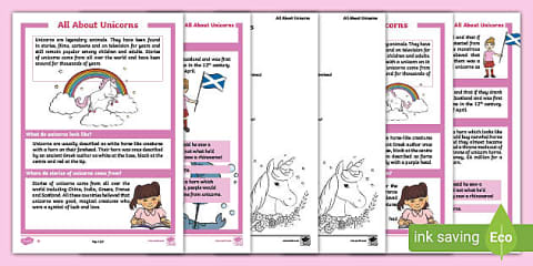 Unicorns Differentiated Reading Comprehension