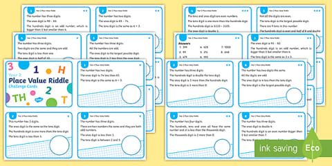 Second Grade What Is My Number? Place Value Cards