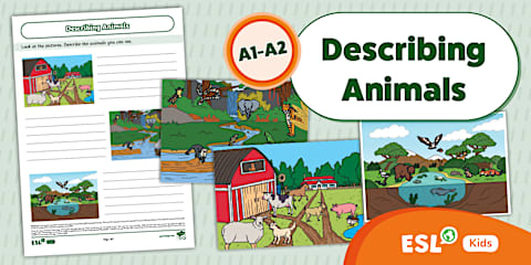 ESL Describing Animals Writing Activity [Kids, A1]