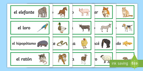 Farm Animals Word Mat Spanish