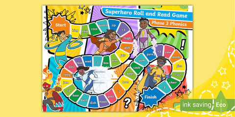 Superhero Roll and Read: Phase 5 Phonics Game