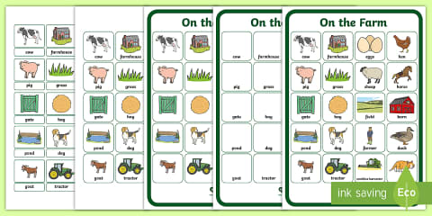 Twinkl Symbols: On the Farm Vocabulary Flashcards