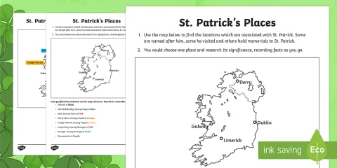 Ireland Mapping Worksheet for 6th-8th Grade