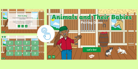 Animals and Their Babies Interactive Matching Game