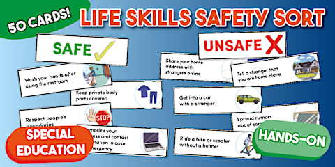 Safe and Unsafe Cut and Paste Sorting Worksheet for Special Education