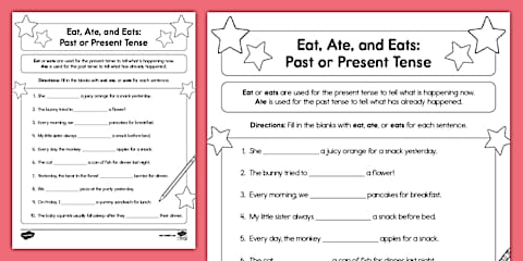 Second Grade Was and Were: Past or Present Tense Worksheet