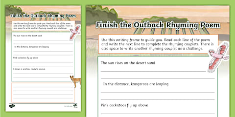 Writing Prompt: Finish the Australian Animal Rhyming Poem
