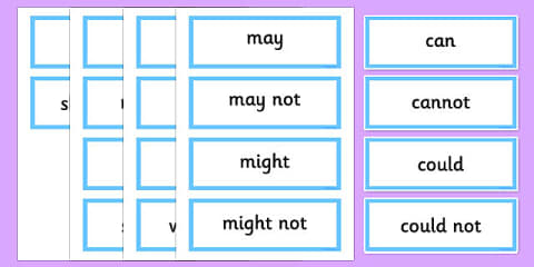 Low, Medium and High Modality Word Cards