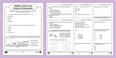 Middle School End of the Year Science Assessment for 6th-8th Grade