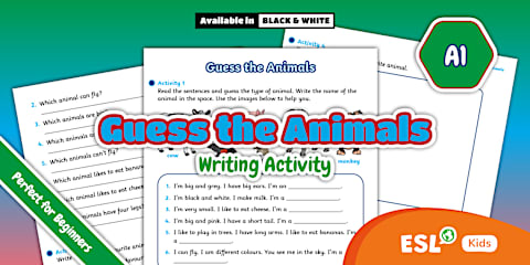 ESL Describing Animals Writing Activity [Kids, A1]
