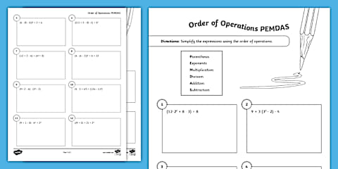 Fifth Grade Order of Operations Activities