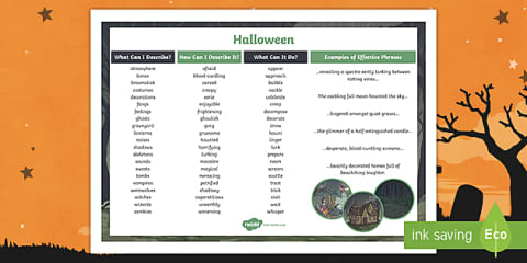 Halloween Picture Dictionary Word Cards