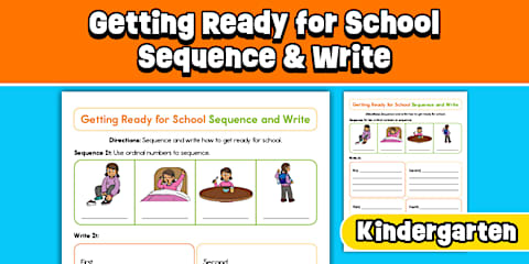 Kindergarten Getting Ready for Bed Sequence and Write Worksheet