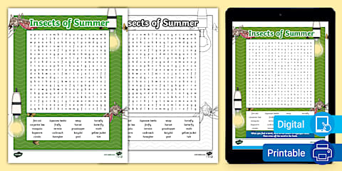 Pool Party Word Search for 6th-8th Grade