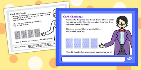 A4 KS1 Number Card Totals Maths Challenge Poster