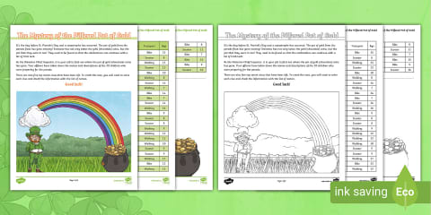 Kindergarten The Mystery of the Missing Pot of Gold Math Project