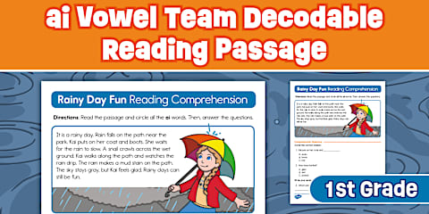First Grade ue Vowel Team Decodable Reading Passage Comprehension Worksheet