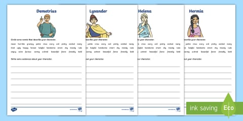 A Midsummer Night's Dream by William Shakespeare Character Descriptions ...