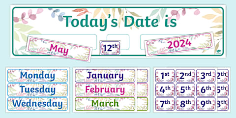 Colourful Botanical Visual Timetable with Cards